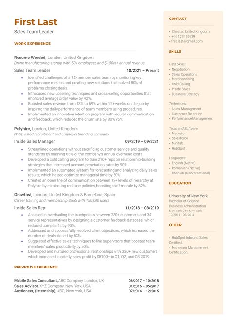 Sales Team Leader Resume Examples For 2025 Resume Worded