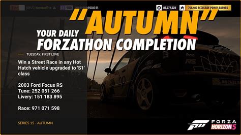 Fh5 Series 15 Autumn Forzathon Daily Challenges Youtube
