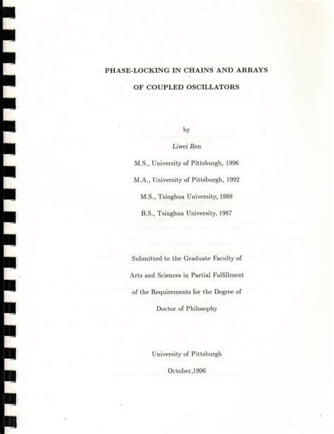 Pdf Phase Locking In Chains And Arrays Of Coupled Oscillators