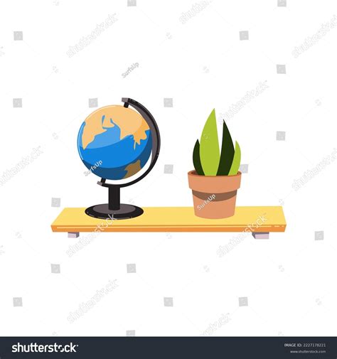 Shelf Globe Classroom Vector Illustration Cartoon Stock Vector Royalty