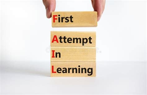 Fail First Attempt In Learning Text Words Typography Written On Paper