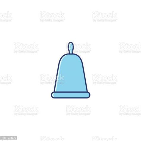 여성 컴팩트하고 휴대용 생리 컵 얇은 색상 라인 아이콘 기호 기호 고립 된 흰색 배경에 개체 여성 위생 및 케어 제품 간단한