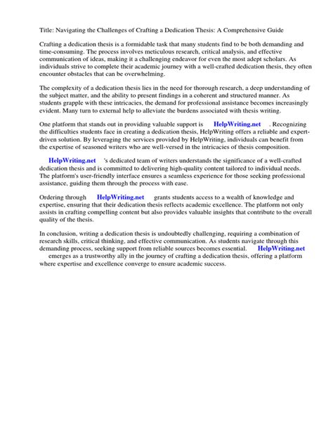 Dedication Thesis Resume Sample Pdf Thesis Essays