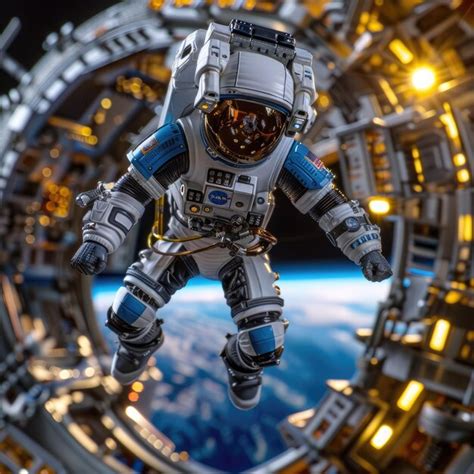 Astronaut Navigating A Space Station Orbiting Earth Showcasing Advanced