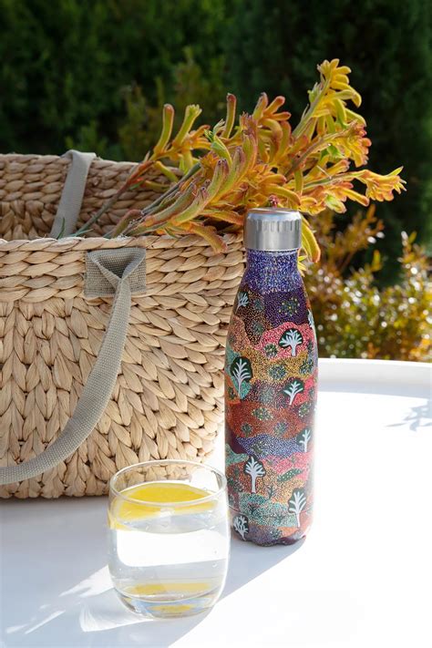 Koh Living Aboriginal Art Stainless Steel Water Bottle 500ml Bush