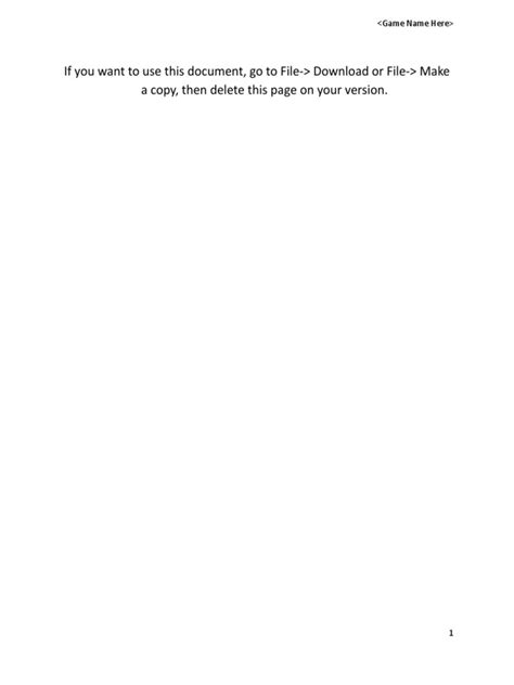 Game Design Document Template Pdf Software Software Development