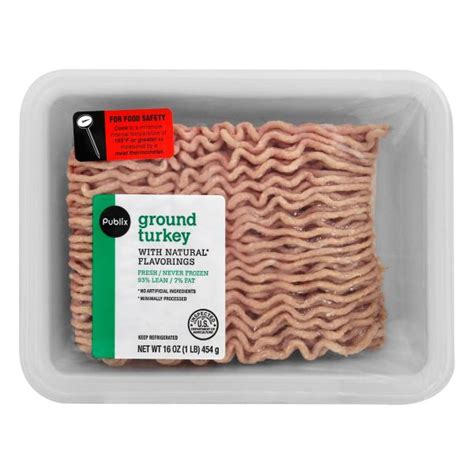 Publix Fresh Ground Turkey 93 Lean Usda Inspected