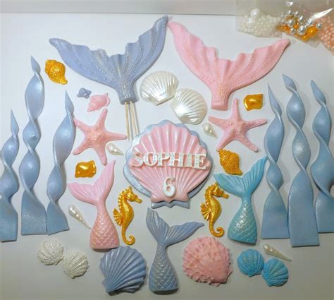 38 Piece Mermaid Fondant Cake Kitmermaid Tailsseaweedfondant