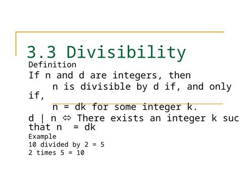 ppt 3 3 divisibility definition if n and d are integers then n is