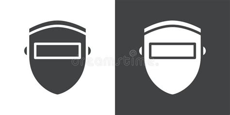 Welding Shield Cover Icon Flat Set In Black And White Color Stock