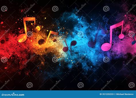 Music Notes Exploding With Vibrant Colors Creating An Abstract And