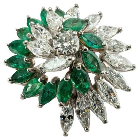 18k White Gold Diamond Flower Cocktail Ring For Sale At 1stdibs
