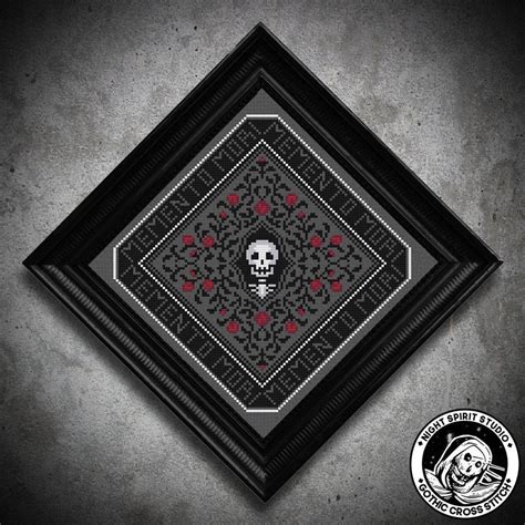 Memento Mori Gothic Cross Stitch Pattern Victorian Mourning Cross