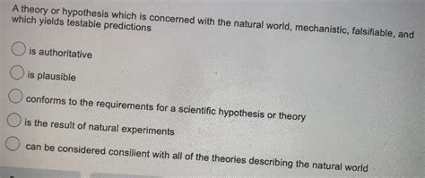 Solved A Theory Or Hypothesis Which Is Concerned With The Chegg