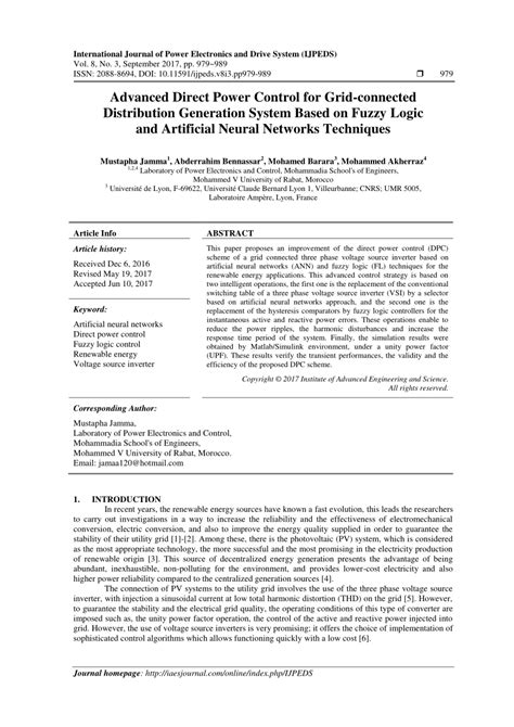 Pdf Advanced Direct Power Control For Grid Connected Distribution