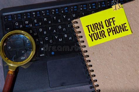 Business Man Pointing The Text Turn Off Your Phone Stock Image Image Of Offline Stress