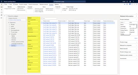 dynamics 365 product attribute search dynamics ax training