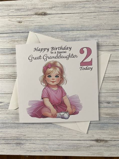 Birthday Card For Great Granddaughter 2nd Birthday Card For Great