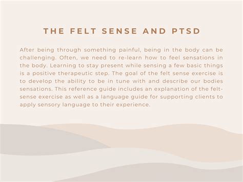 The Felt Sense Somatic Exercise For Post Traumatic Stress Etsy