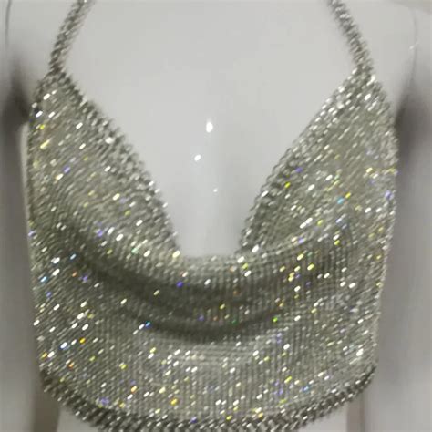 2017 Crystal Diamond Sexy Crop Top Backless Summer Crop Tops Women