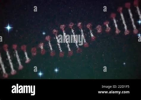 Processing Scientific Data Animation Dna Strand Glowing With Stars In Background Science
