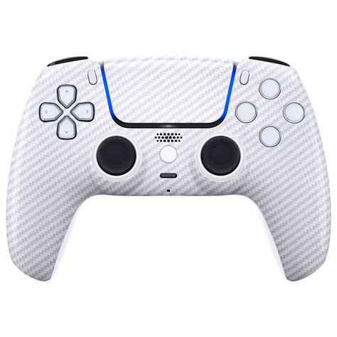 Luna Redesigned White Silver Carbon Fiber Front Shell With Touchpad For Ps5 Controller Bdm 010