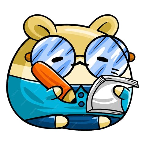 귀여운 햄스터 책 작가 직업 벡터 일러스트 레이 션 프리미엄 벡터