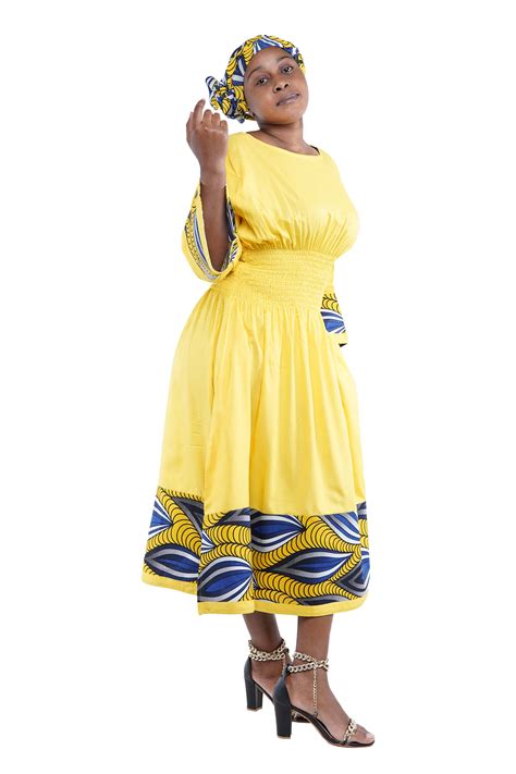 African Ankara Denim Dress Satsuma African Clothing