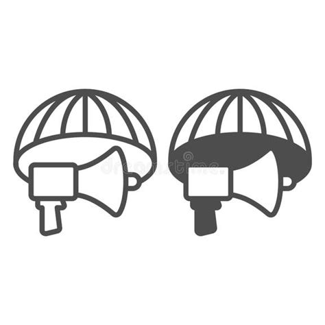 Dome Cap And Loudspeaker Line And Solid Icon Neural Dataset Concept Vector Graphics Stock