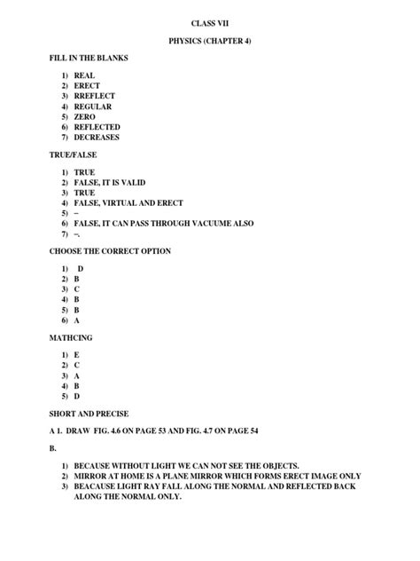 Class Vii Chapter 4 Pdf Mirror Reflection Physics