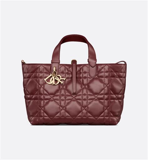Medium Dior Toujours Bag Dahlia Red Macrocannage Calfskin Dior