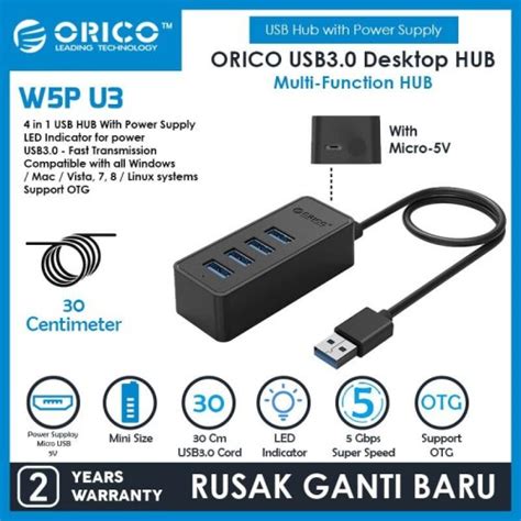 Promo Orico 4 Port Usb3 0 Hub With Micro B Power Port W5p U3 30