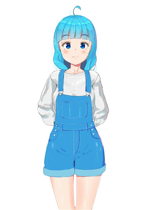 뚱닭님 리퀘 파란머리 멜빵바지 소녀 마나밥 Illustrations Art Street