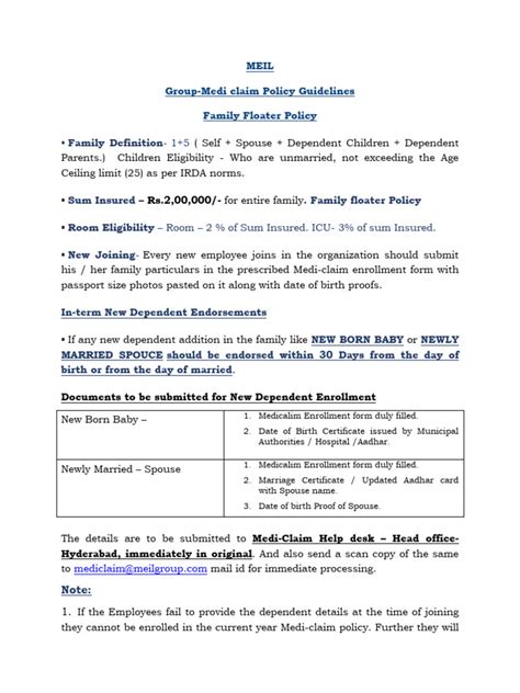 Group Medi Claim Policy Guidelines Pdf Service Industries