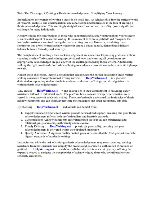 Acknowledgement For Thesis Template Pdf Thesis