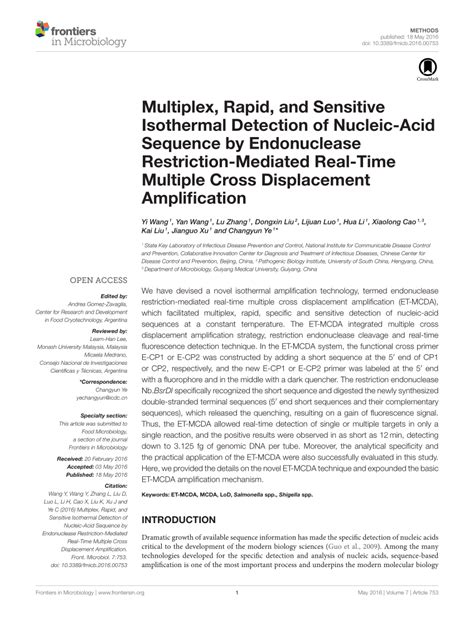 Pdf Multiplex Rapid And Sensitive Isothermal Detection Of Nucleic Acid Sequence By