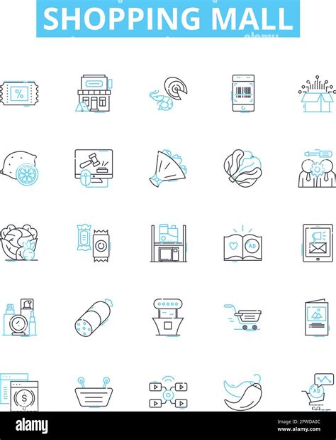 Shopping Mall Vector Line Icons Set Shopping Mall Store Outlet
