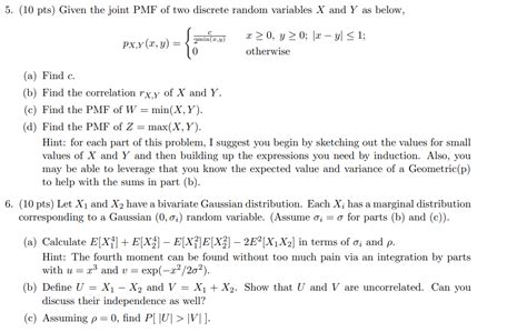 Solved Pts Given The Joint Pmf Of Two Discrete Chegg
