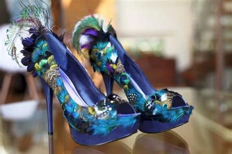 Cruelty Free Mai Lamore Styled Peacock Feather Shoes Authentic Pied