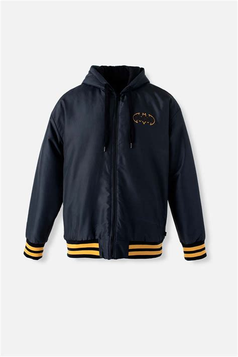 Chaqueta De Batman Con Cierre Y Capucha Gris Oscuro Para Hombre