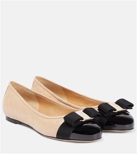 Varina Quilted Leather Ballet Flats In Beige Ferragamo Mytheresa