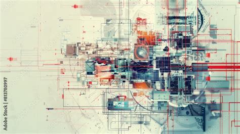 Abstract Digital Artwork With Layered Geometric Shapes Lines And Texture Suggesting