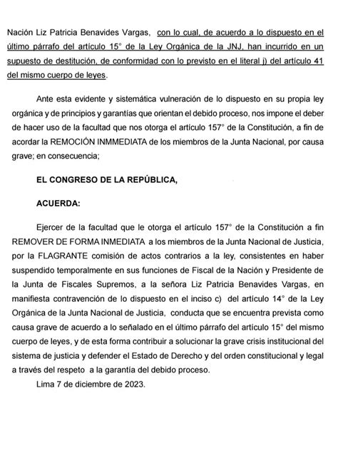 Congresistas Se Dividen Frente A La Moción Que Busca Remover A La Jnj