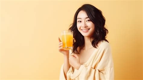 Premium Ai Image Beautiful Young Woman In Bathrobe Drinking Homemade