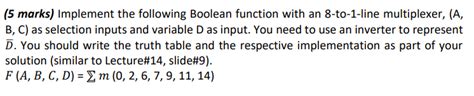 Solved 5 Marks Implement The Following Boolean Function