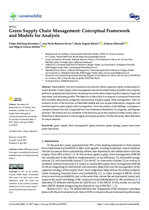 Pdf Green Supply Chain Management Conceptual Framework And Models