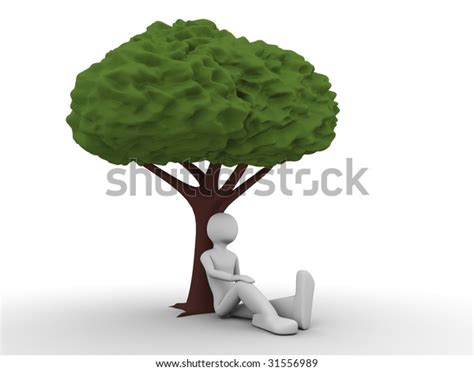Man Sitting Under Tree Thinking About Stock Illustration 31556989 Shutterstock