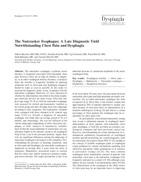 Pdf The Nutcracker Esophagus A Late Diagnostic Yield Notwithstanding