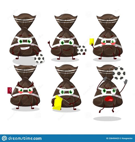 Chocolate Candy Wrappers Cartoon Character Working As A Football