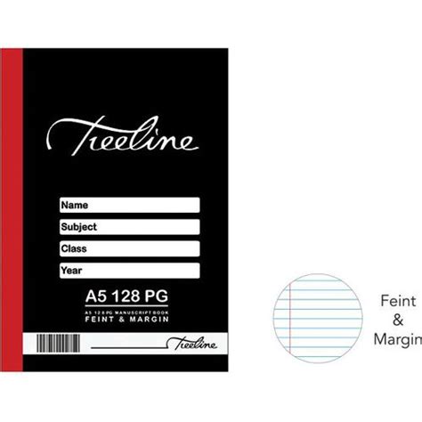 A5 Hard Cover Feint And Margin Manuscript Book 128 Pages Cartridge